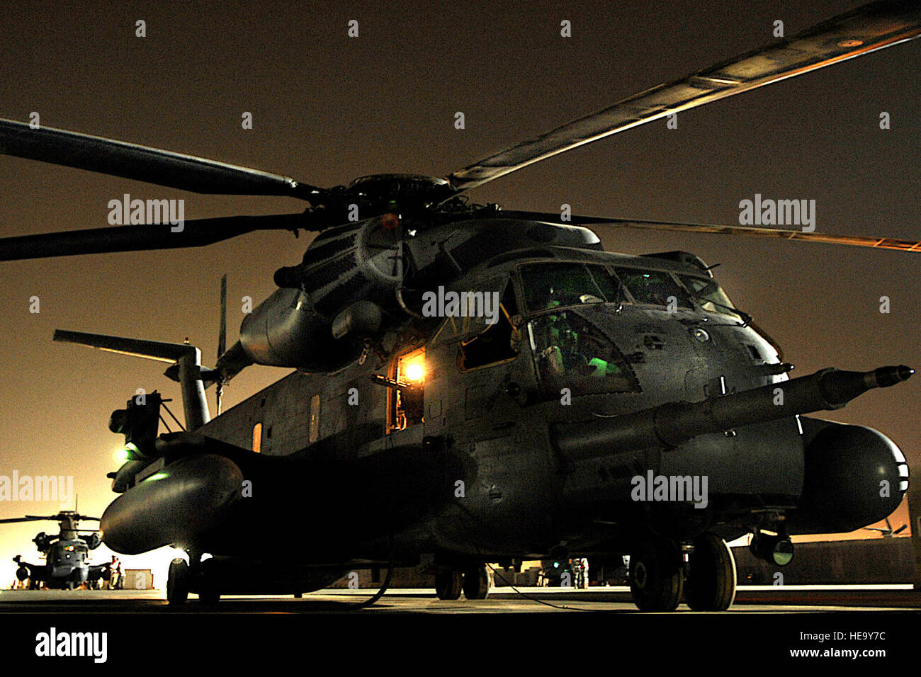 MH-53 Pave Low helicopters prepare to take off for their final combat ...