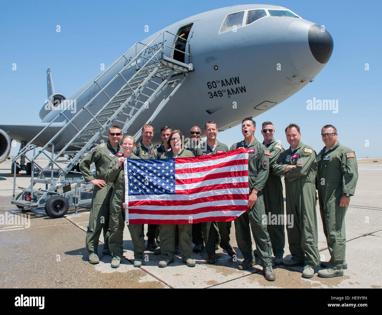 The crew of the final flight for Lt. Cols. Jared Paine, 9ARS ...
