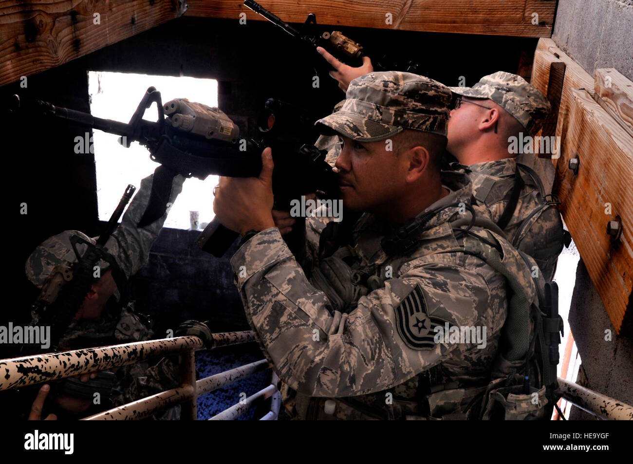 Tech. Sgt. Markus Mindoro takes point in a fire team formation during ...