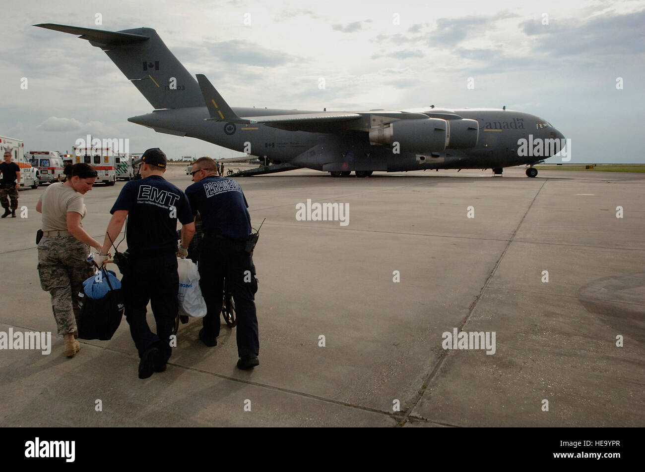 A U.S. Airman of the 514th Aeromedical Evacuation Squadron and two ...