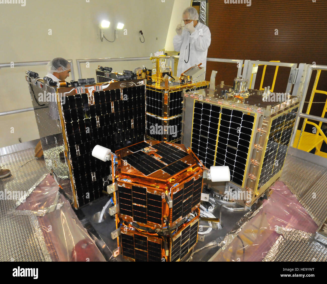 View of the four satellites sitting atop the Minotaur IV Launch Vehicle ...