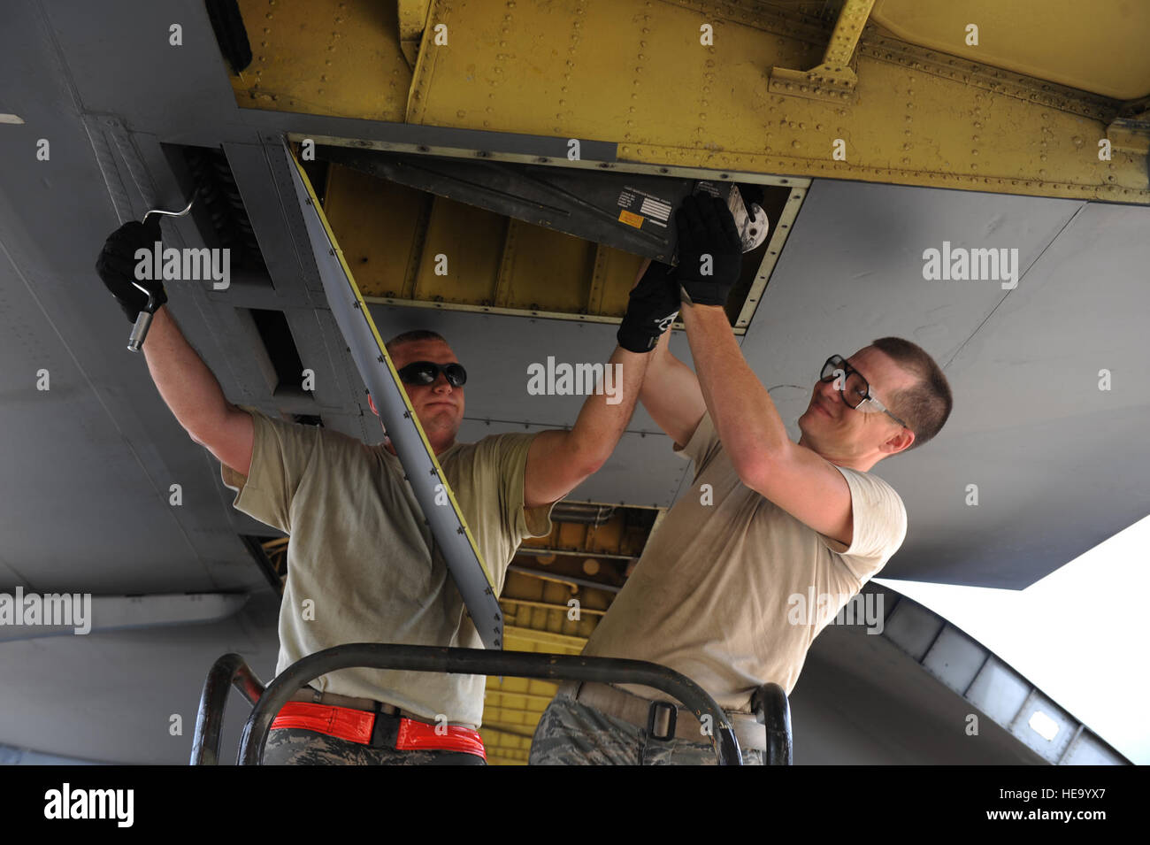 Senior Airmen Benjamin Cooper (left) and Beau Potter, 2nd Aircraft ...