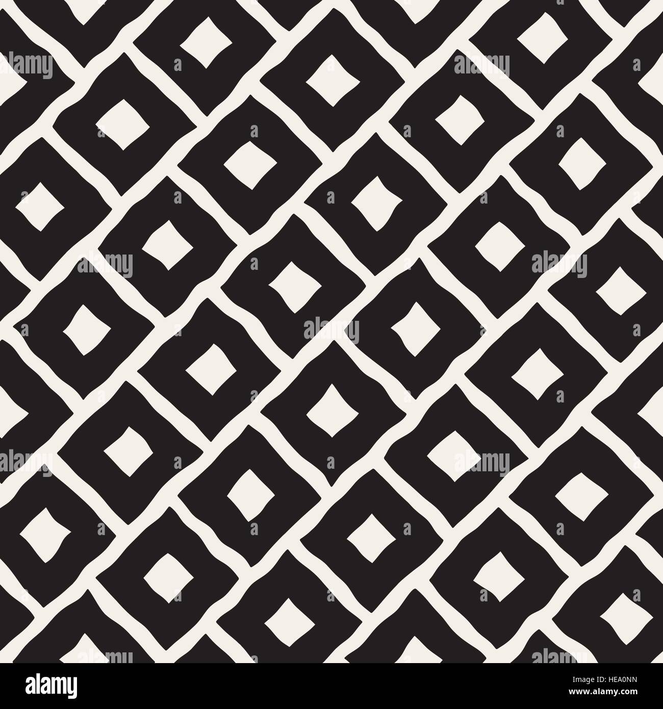 Vector Seamless Black and White Hand Drawn Rhombus Lines Pattern Stock ...