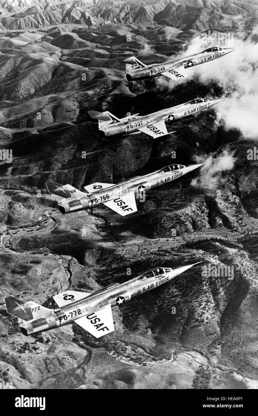 Four aircraft formation of F-104A-5-LO (S/N 56-0737, -10-LO S/N 56-0748 ...