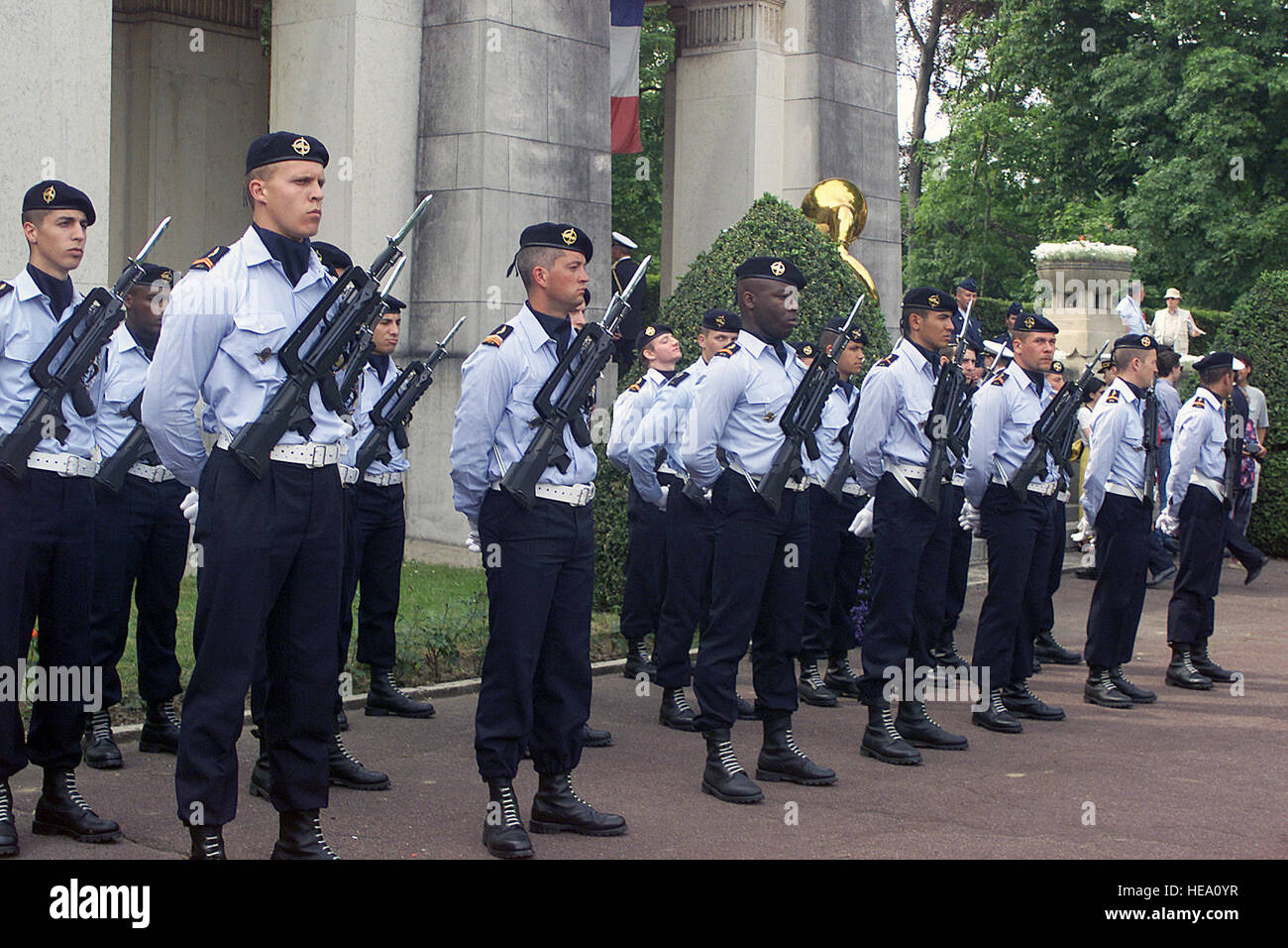 French Armed Forces, armed with FAMAS F1 assault rifles, await for the ...