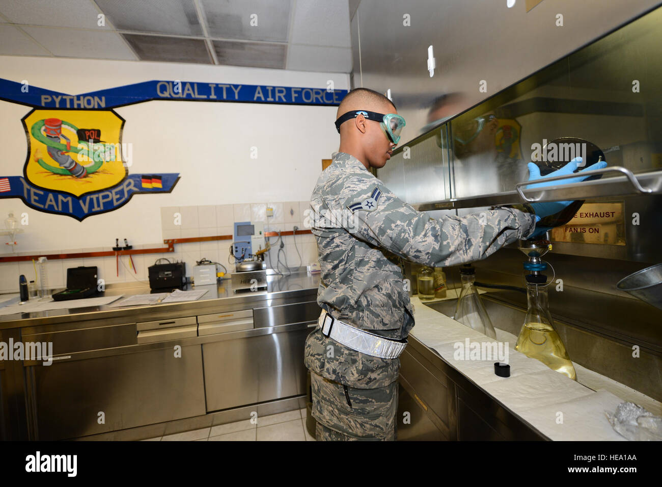U.S. Air Force Airman 1st Class Anthony Goodwin, fuels laboratory ...