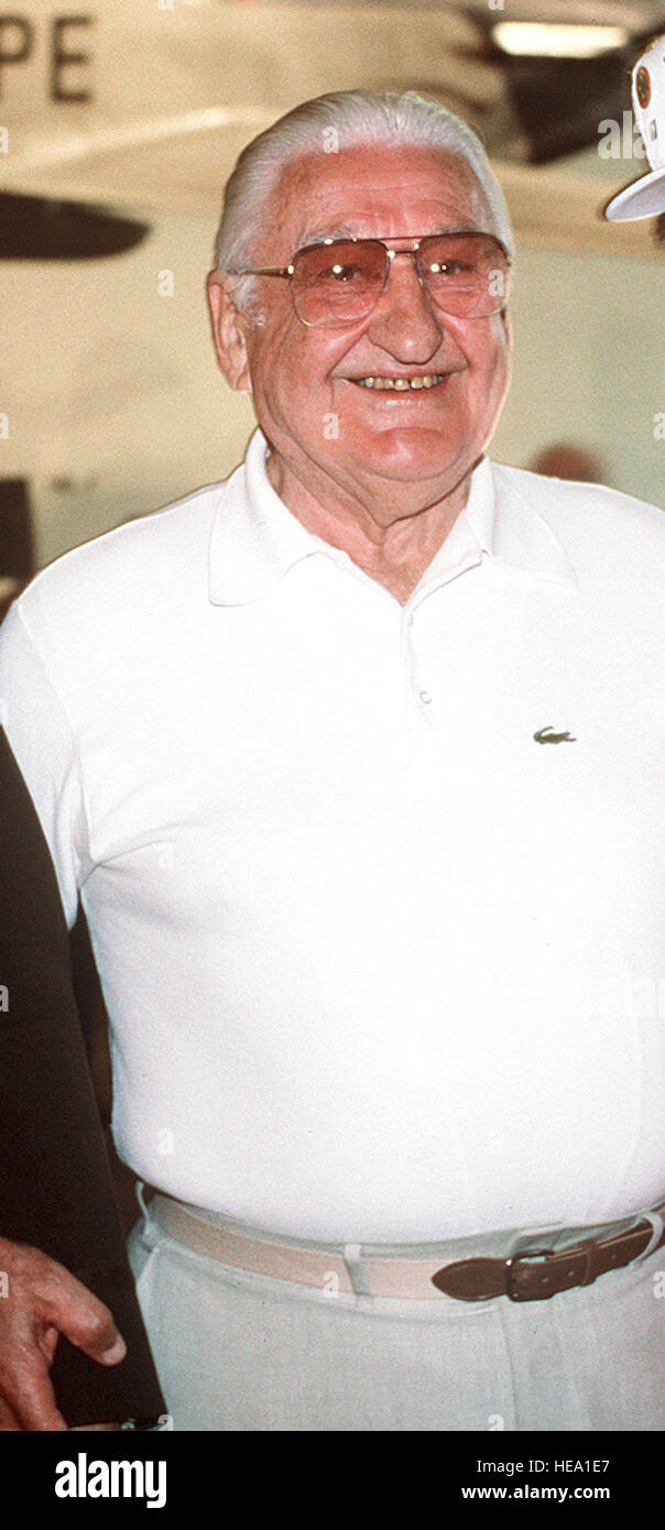 Francis "Gabby" Gabreski (center), poses with two former 8th Air Force ...