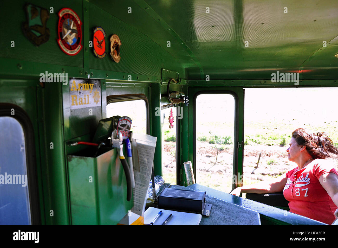 Susan Mertes, 9th support divsion locomotive engineer, looks to ensure ...