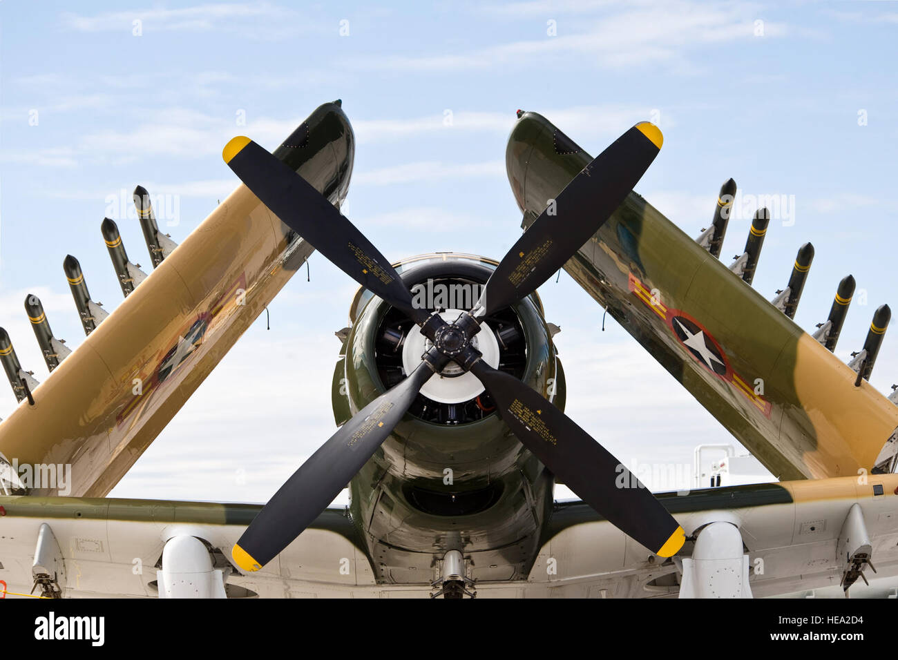 An A-1 Skyraider sits on the Nellis Air Force Base flight line during ...
