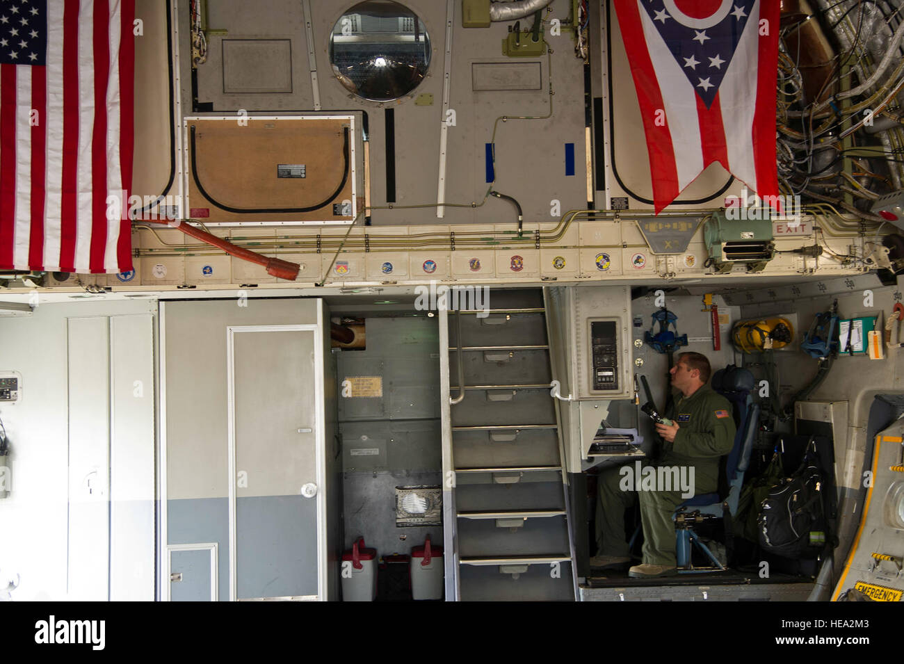 A U.S. Air Force loadmaster from the 89th Airlift Squadron performs ...