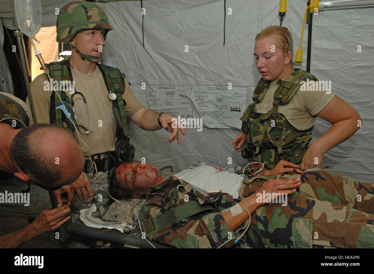 Army Forward Surgical Team personnel perform simulated combat casualty ...