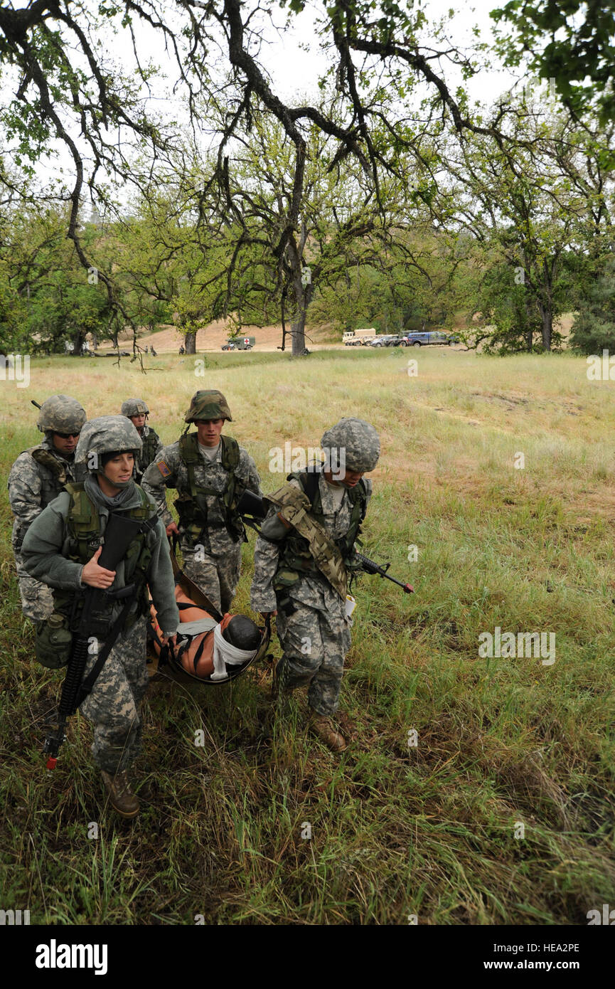 U.S. Army medics carry a simulated casualty during a medical evacuation ...