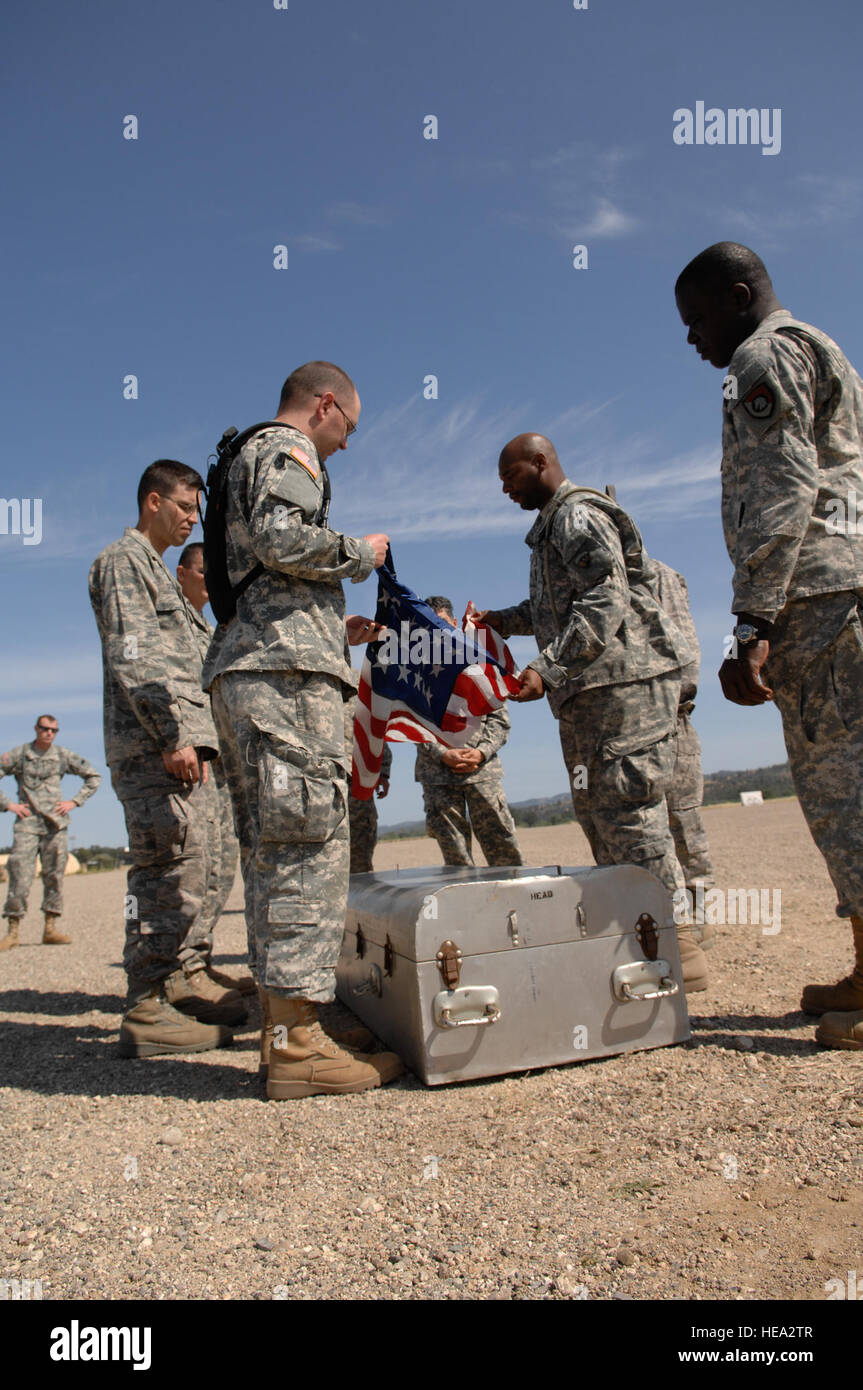 U.S. Air Force Airman and Army Soldiers practice a ramp ceremony at ...