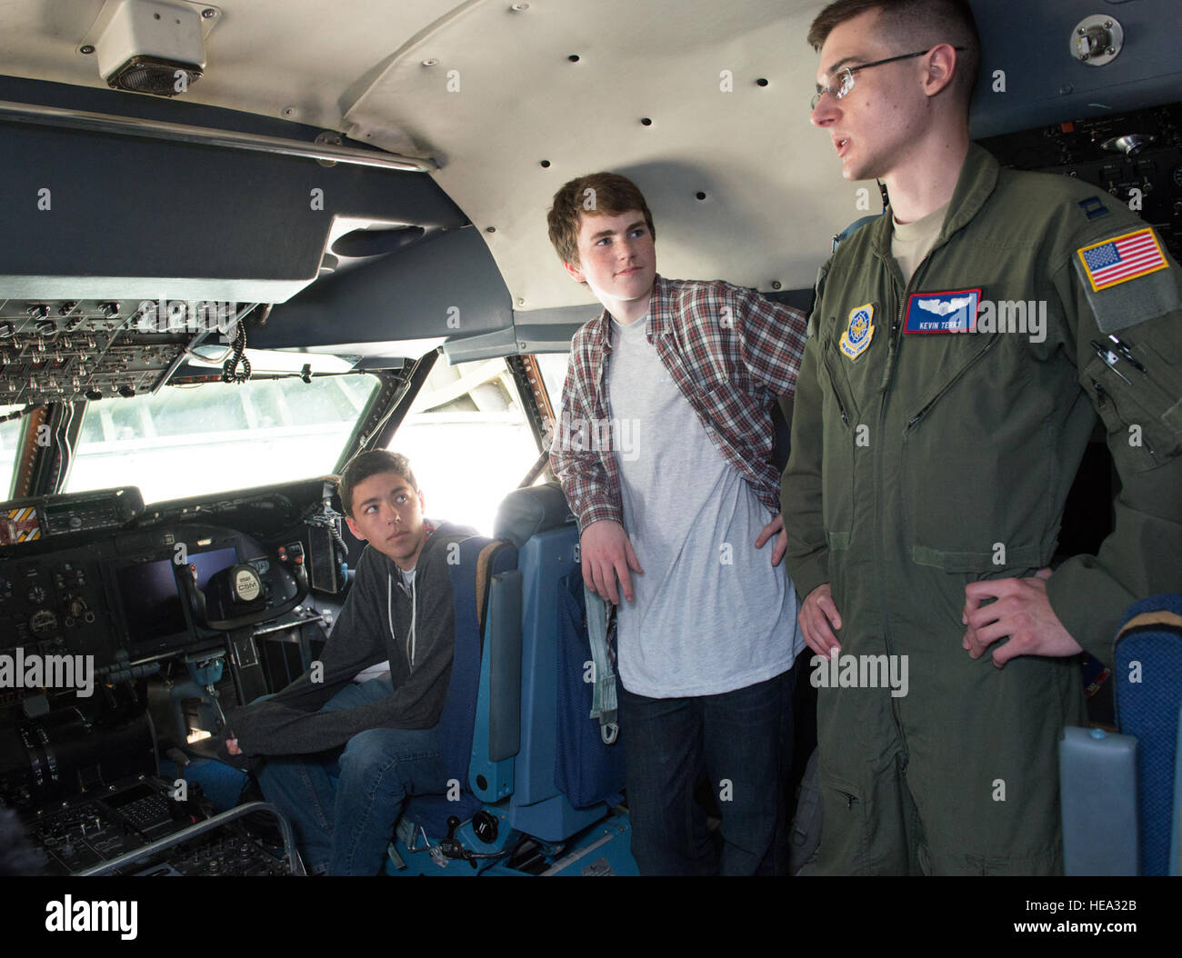 Capt. Kevin Terry, 22nd Airlift Squadron C-5 pilot, explains the flight ...