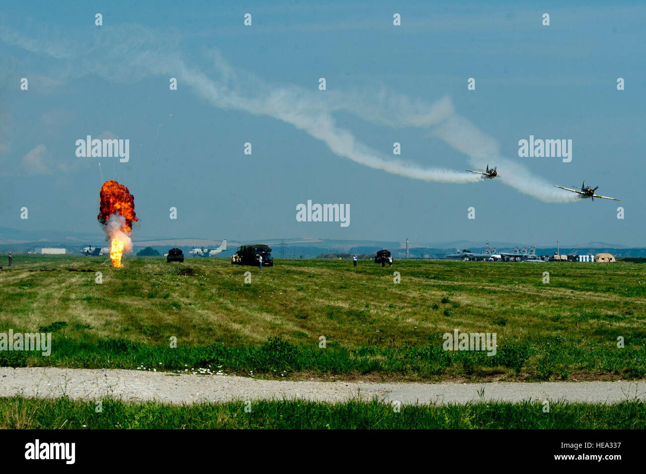 Two specialized Yakovlev Yak-52 trainer aircraft participate in a ...