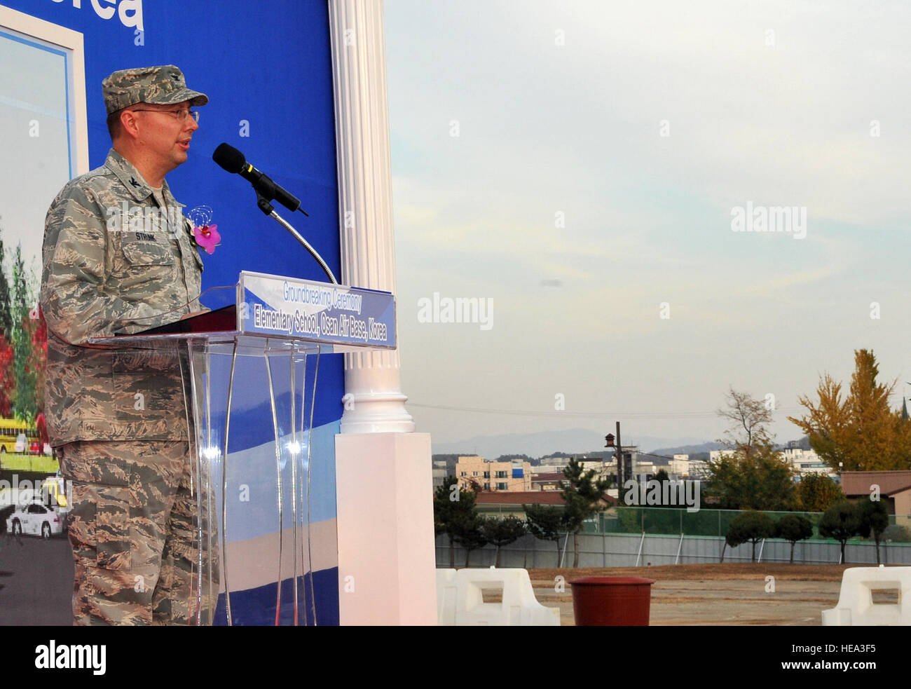 Col. Michael Strunk, 51st Mission Support Group commander, addresses ...