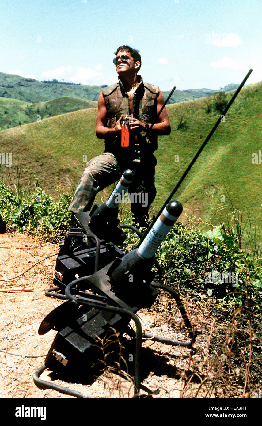 A U.S. Marine prepares to launch GTR-18A Smokey Sam simulated anti ...
