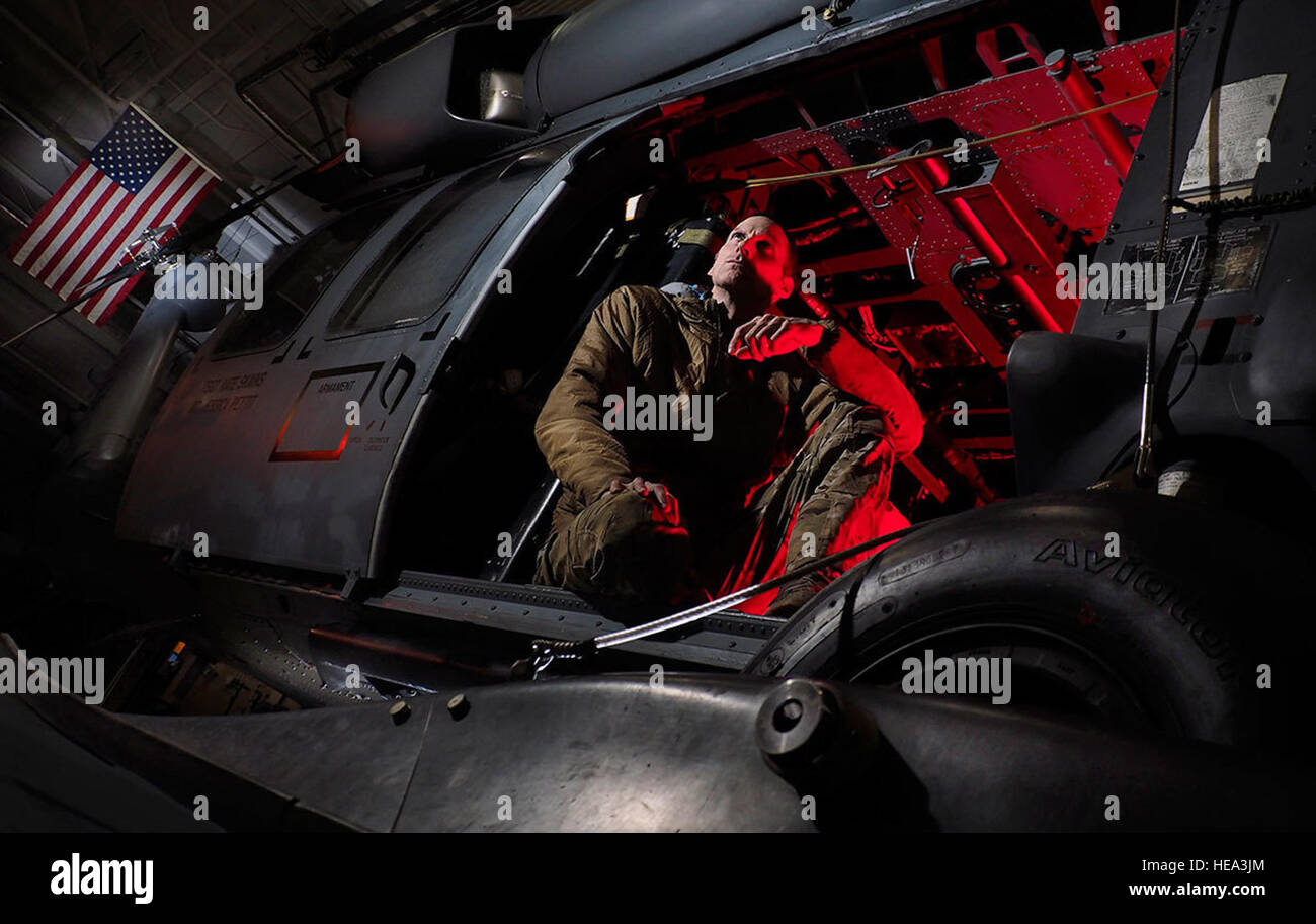 Air Force Master Sgt. Roger Sparks poses in an HH-60G Pave Hawk ...