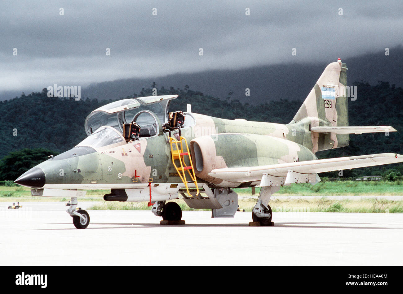 A C-101 Aviojet aircraft of the Honduran air force sits on the flight ...