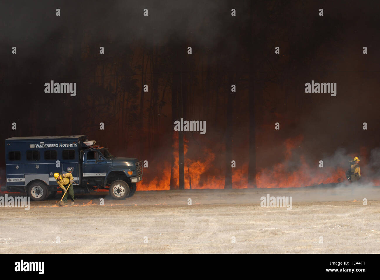Firefighters from Vandenberg Air Force Base, Calif., and other area ...