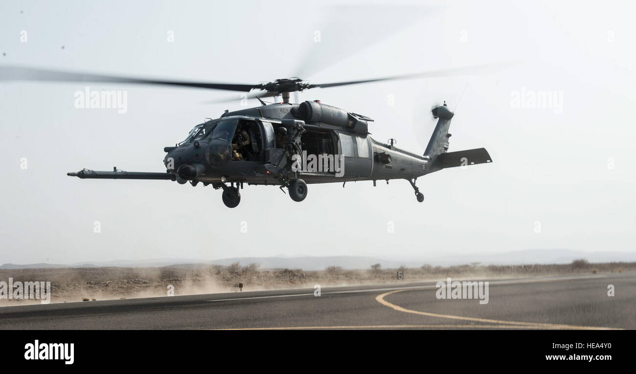 An HH-60 Pave Hawk flown by the 303rd Expeditionary Rescue Squadron ...