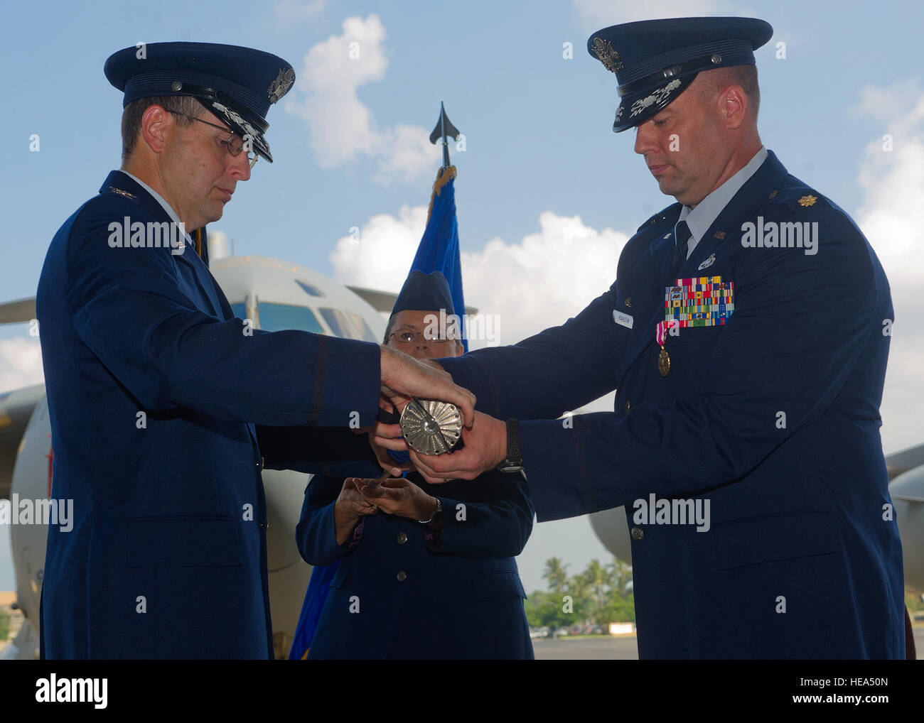 Col. Michael J. Novotny, 15th Maintenance Group commander (left), and ...