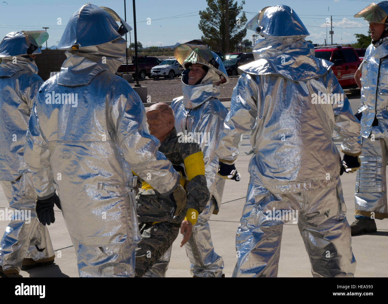 A member from Team Holloman participates in the 100-foot dummy drag ...