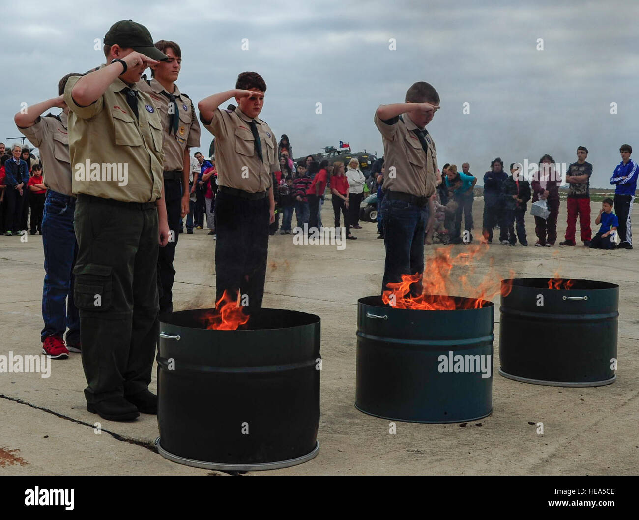 Boy Scout Troop 831 members rendered a salute after retiring an ...