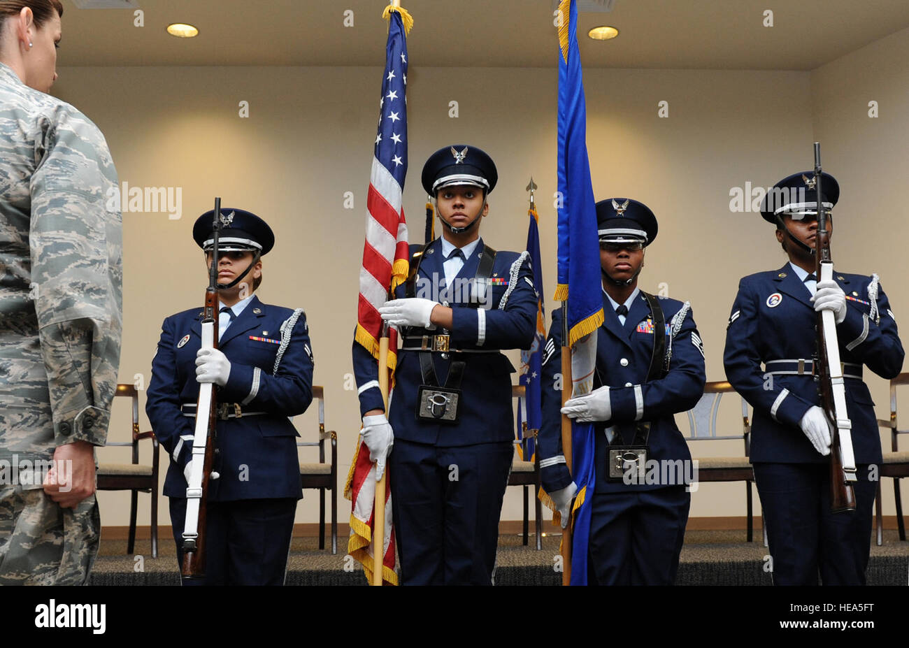 Members of the Keesler Honor Guard post the colors during the National ...