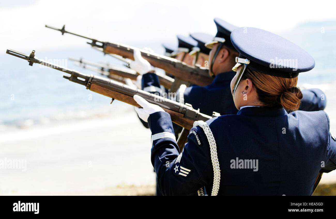 Airmen from the 36th Wing Honor Guard at Andersen Air Force Base, Guam ...