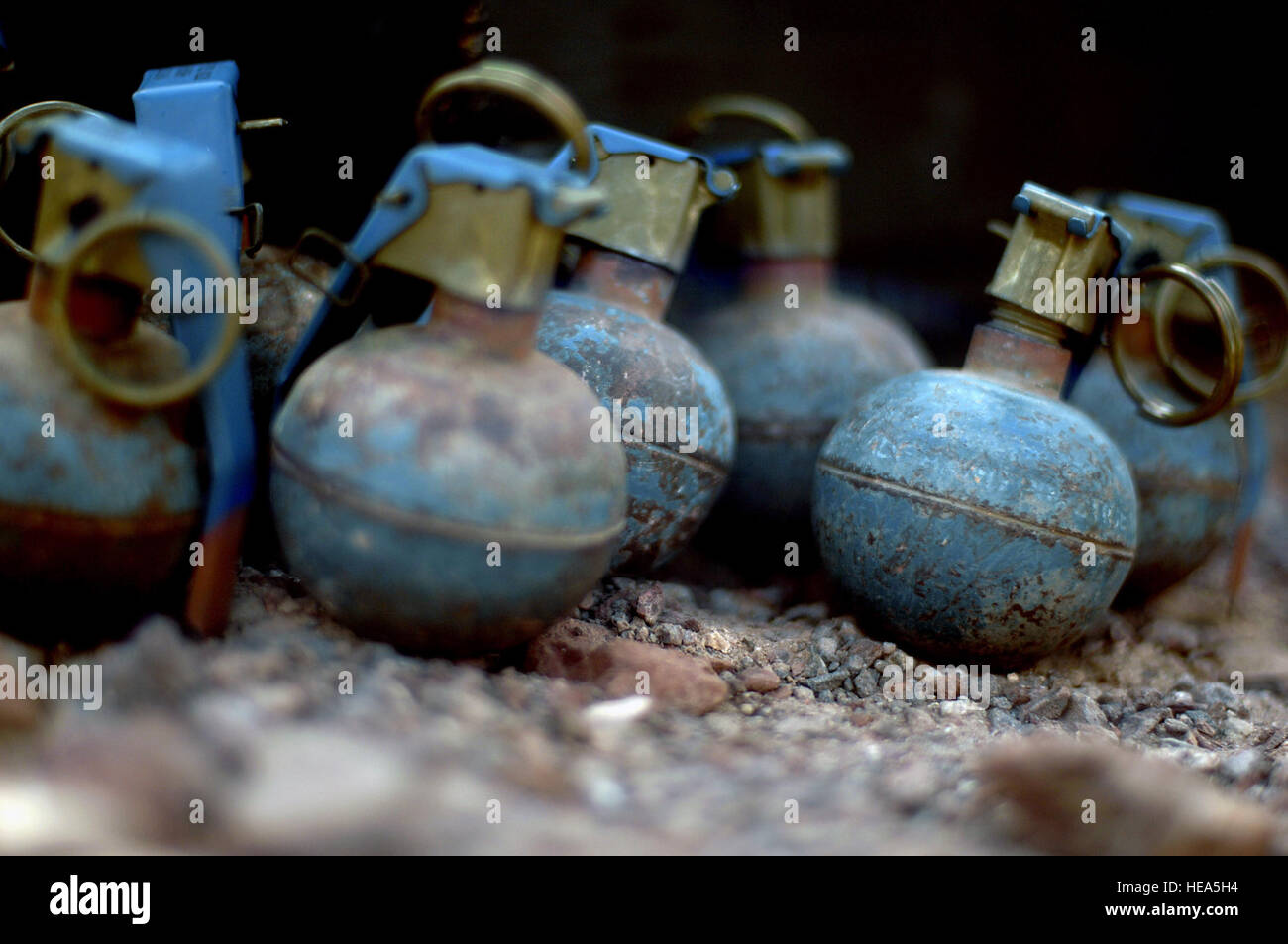 Dummy hand grenades are used by the Marines from the 3rd Low Altitude ...