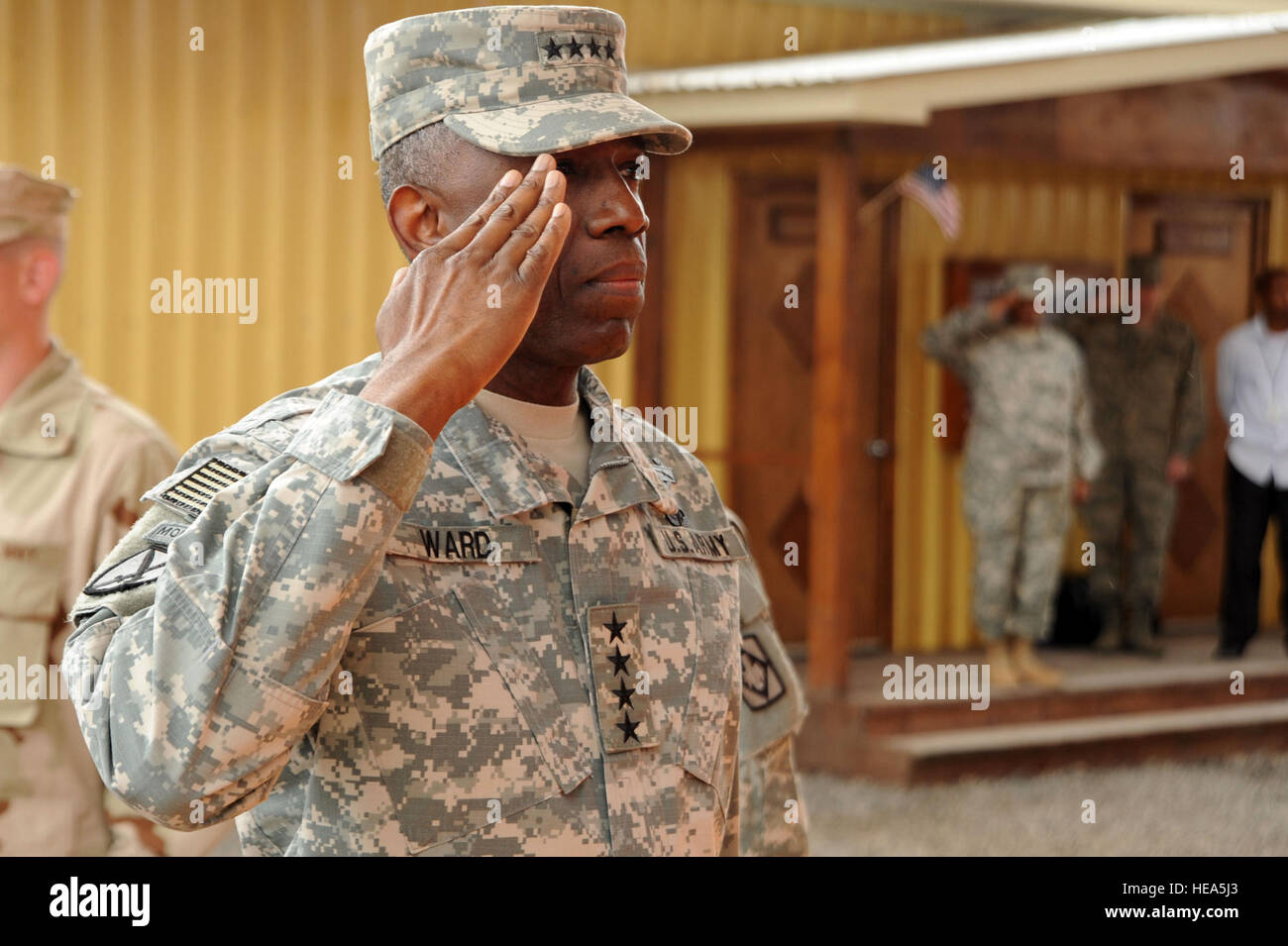 General William "Kip" Ward salutes while walking through the Sideboys ...
