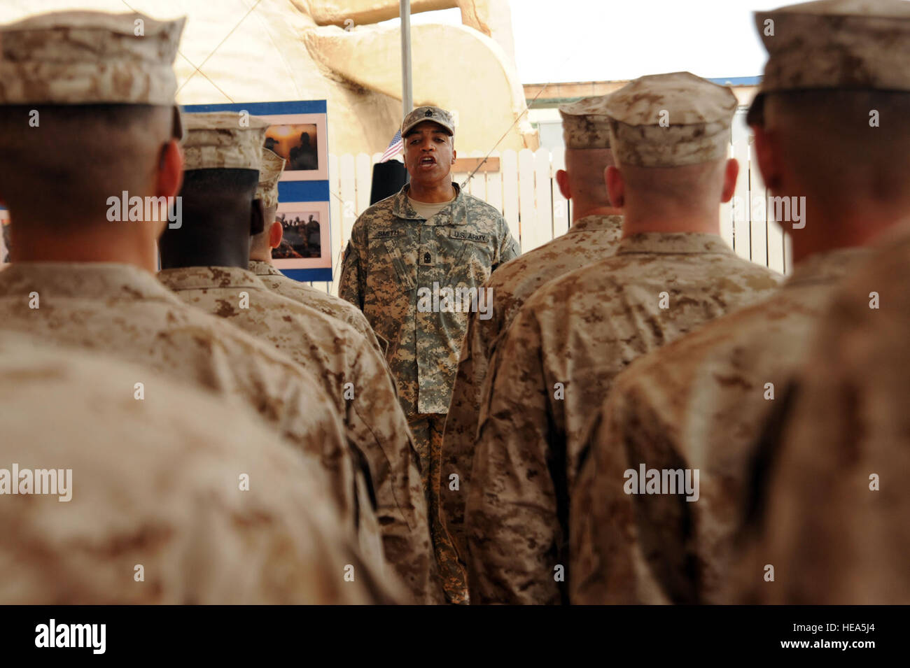 First Sergeant Archie Smith, commands the troop formation before the ...