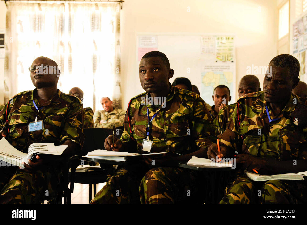 Kenyan soldiers listen to Explosive Ordnance Disposal (EOD) Mobile ...