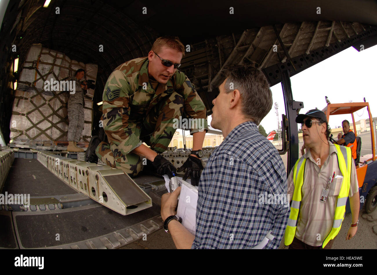 Aerial transporter, Staff Sgt. Chris Droegemueller, assists National ...