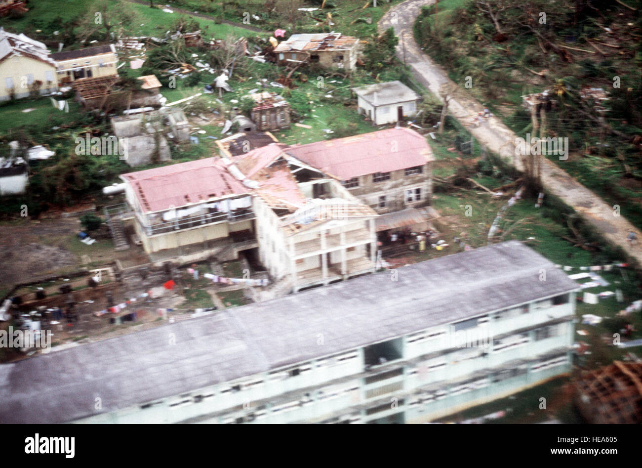 An aerial view of some of the destruction caused by the 180-mph winds ...