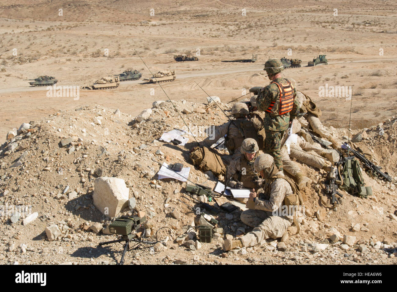 A U.S. Marine Corps fire support team, 1st Battalion, 4th Marines, Camp ...