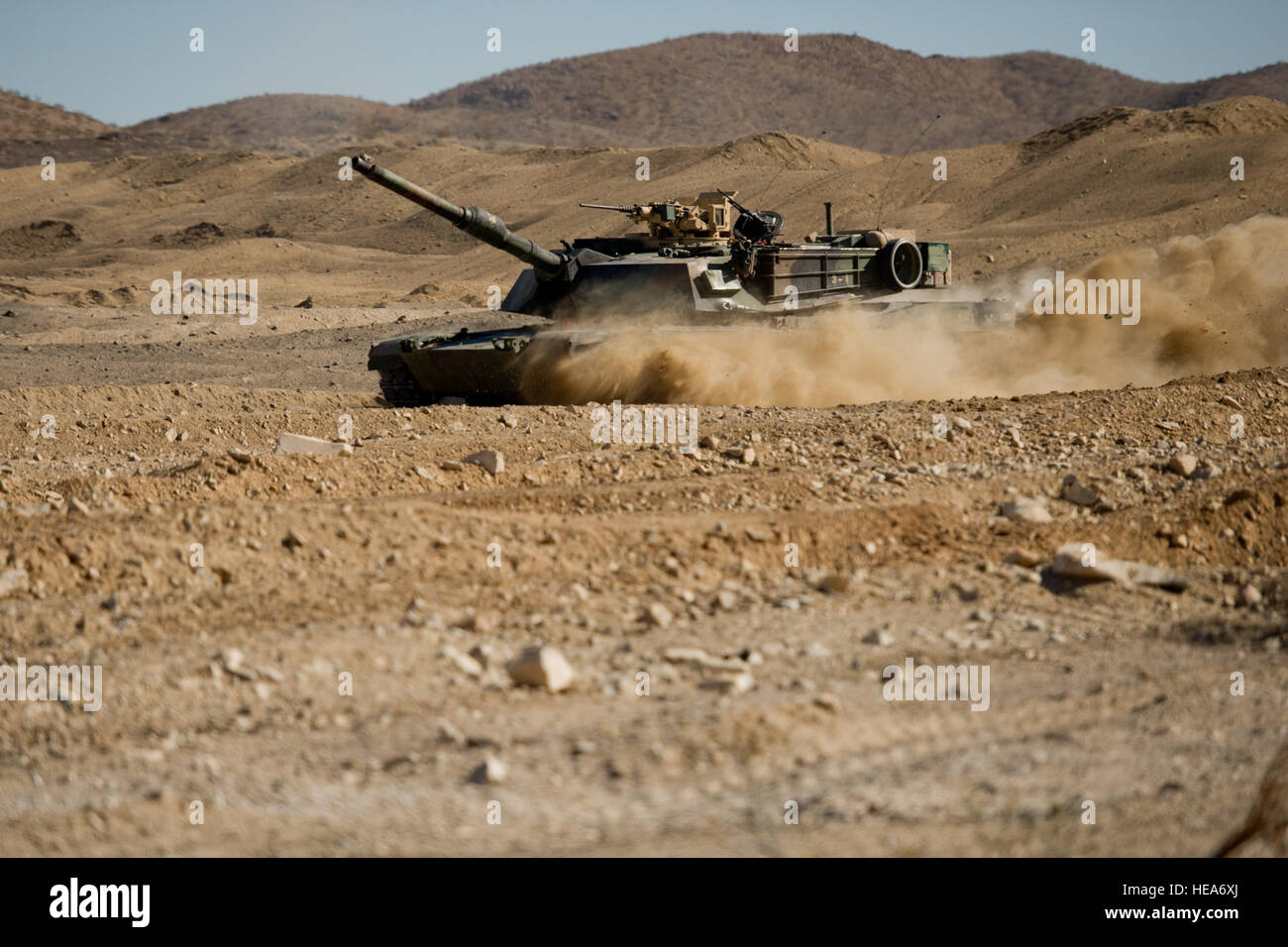 U.S. Marines operate an M1A1 Abrams tank during a mechanized assault ...