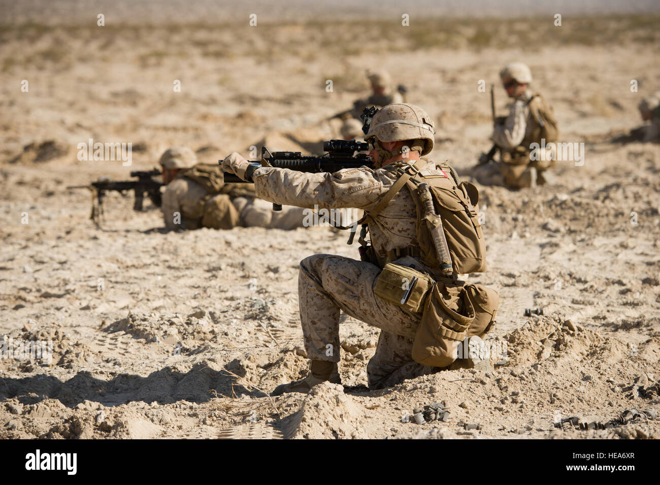 U.S. Marines participate in a mechanized assault course during ...