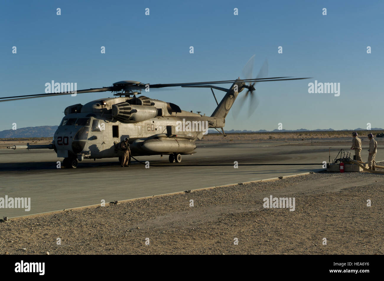 A U.S. Marine Corps CH-53E helicopter with Marine Heavy Helicopter ...