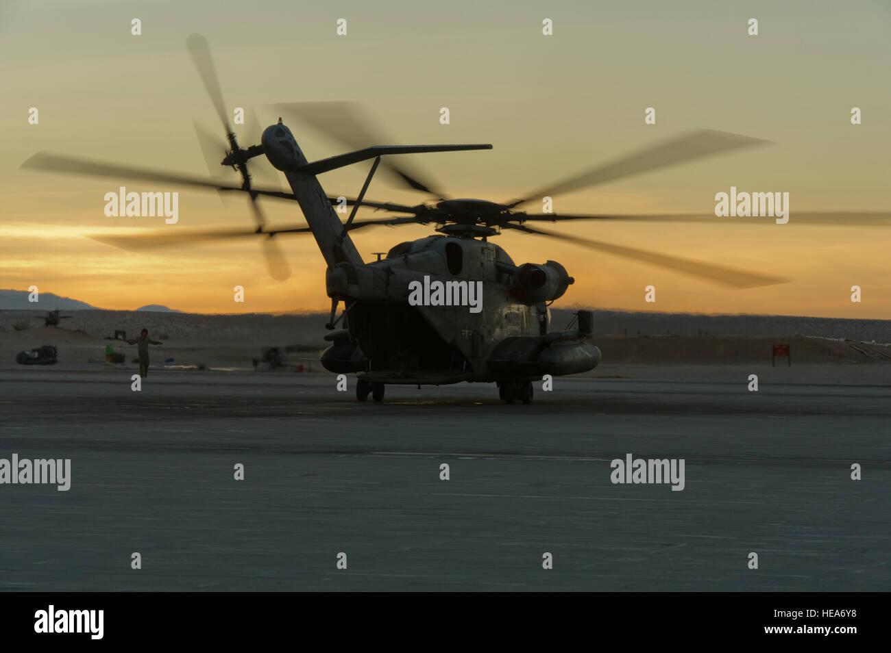 A U.S. Marine Corps CH-53E helicopter with Heavy Helicopter Squadron ...