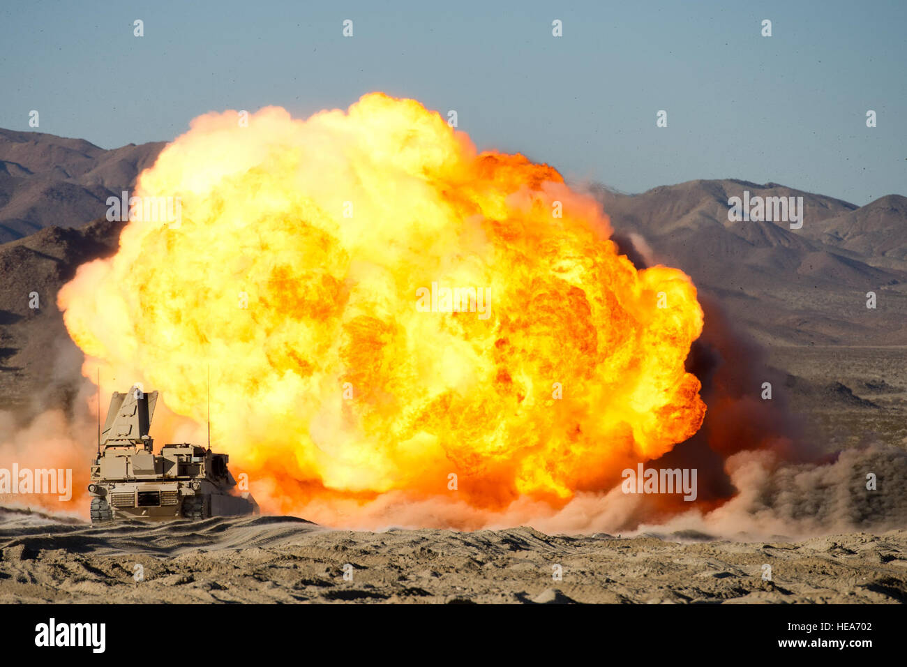 A U.S. Marine Corps Assault Breacher Vehicle detonates an M58 Mine ...