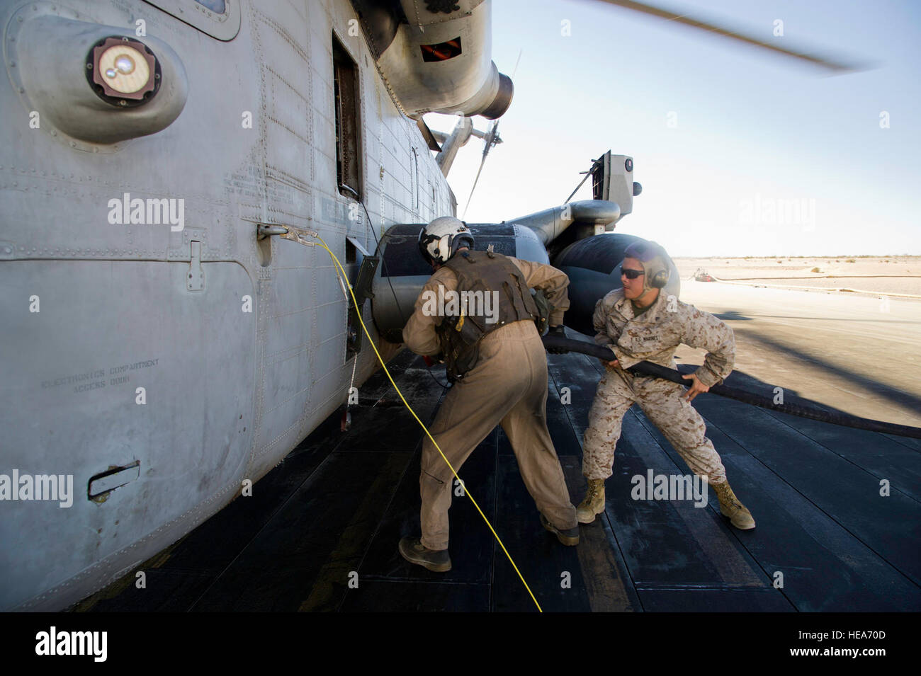 U.S. Marine Corps Cpl. Cole Bennick, crew chief, Marine Heavy ...