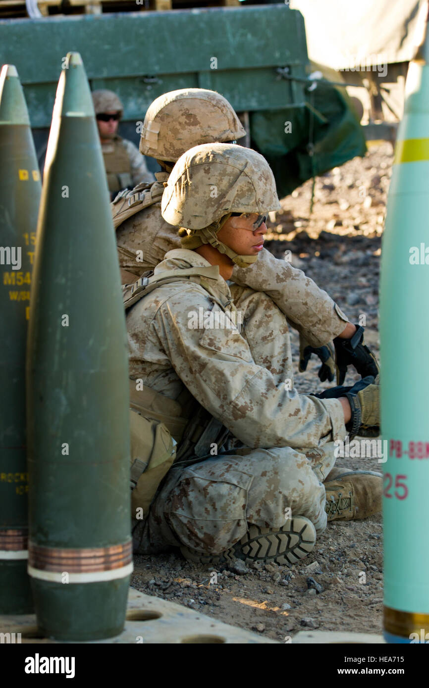 U.S. Marine Corps Pfc. Merwin Villanueva, assigned to Alpha Battery ...