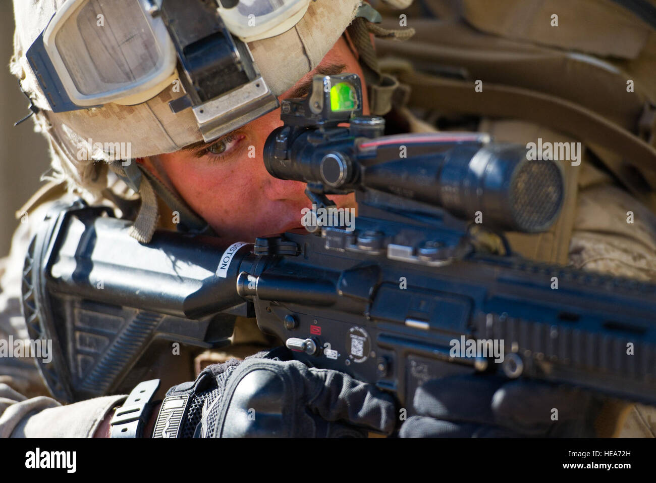 A U.S. Marine assigned to Company B, 1st Battalion, 4th Marine Regiment ...