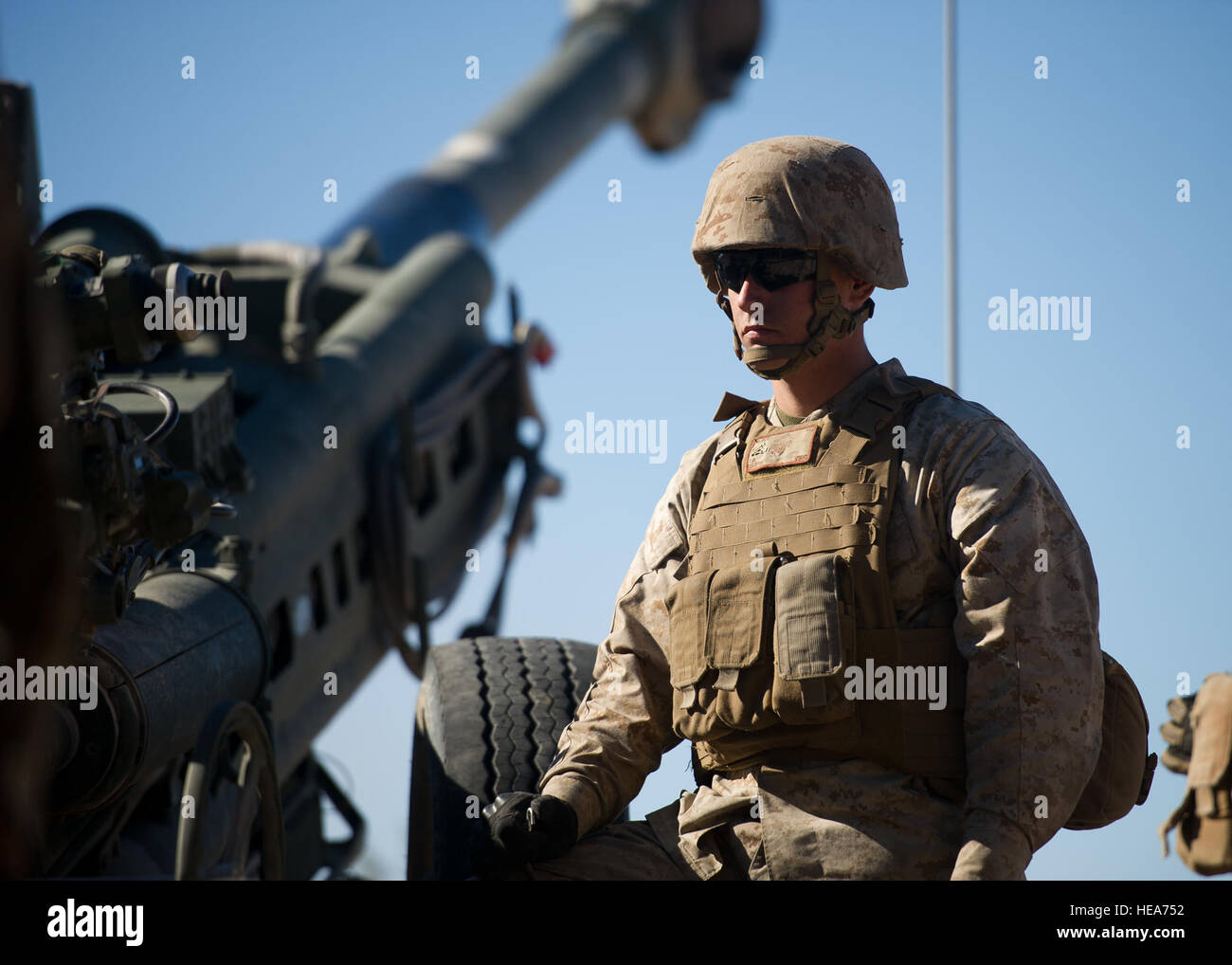 U.S. Marine Corps Cpl. Timothy Martin, assigned to Alpha Battery, 1st ...