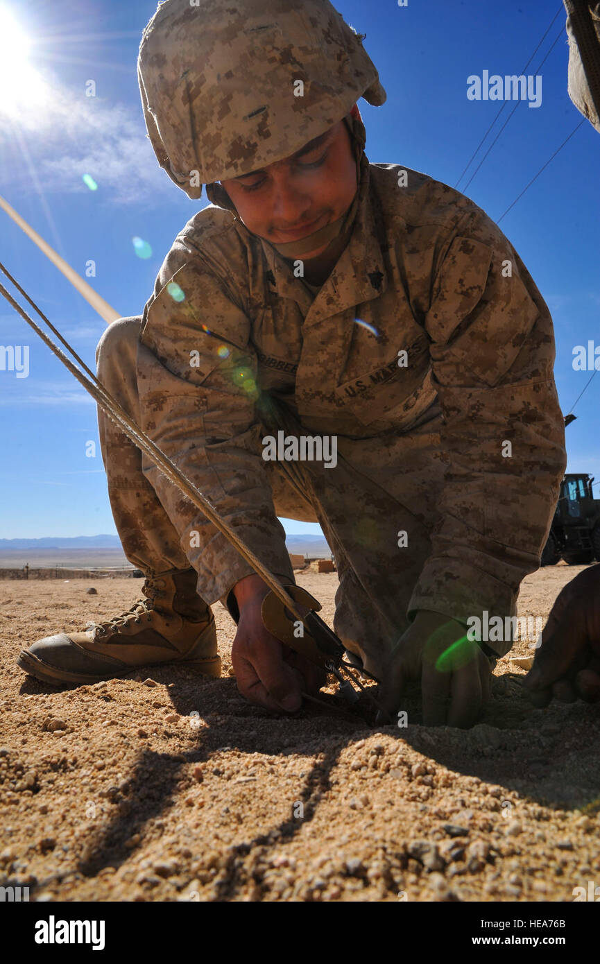 U.S. Marine Lance Cpl. Michael Bibble, field radio operator assigned to ...