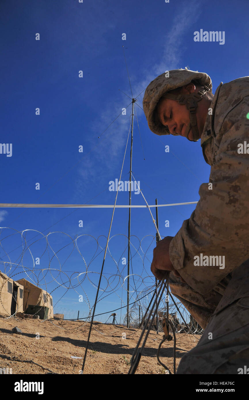 U.S. Marine Lance Cpl. Michael Bibble, field radio operator assigned to ...
