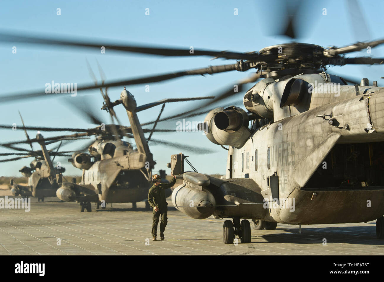U.S. Marine CH-53E Super Stallion helicopters assigned to Heavy Marine ...