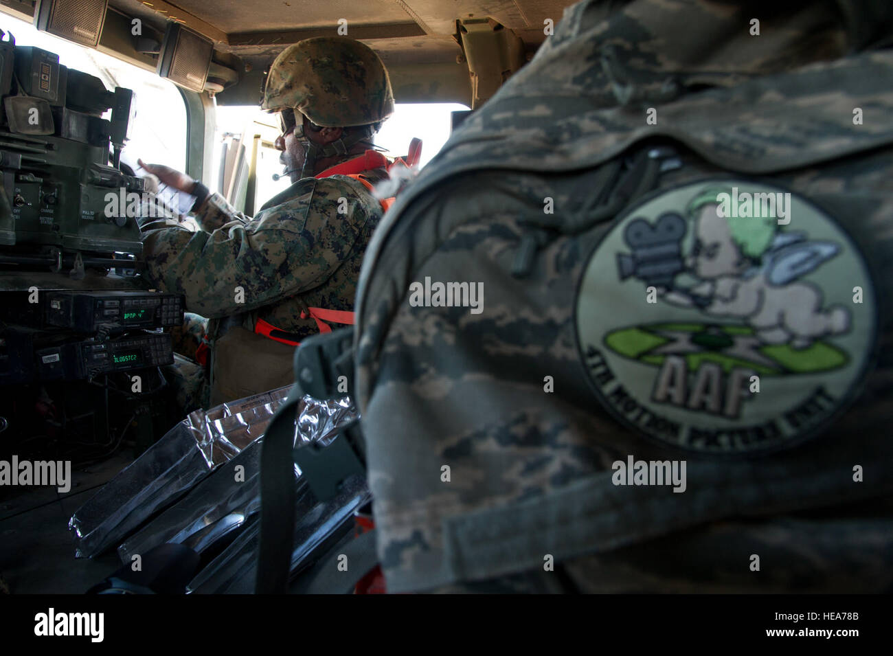 A U.S. Marine assigned to Tactical Training Exercise Control Group, Twentynine Palms, Calif ...
